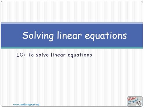 Maths Igcse E2030 Solving Linear Equations