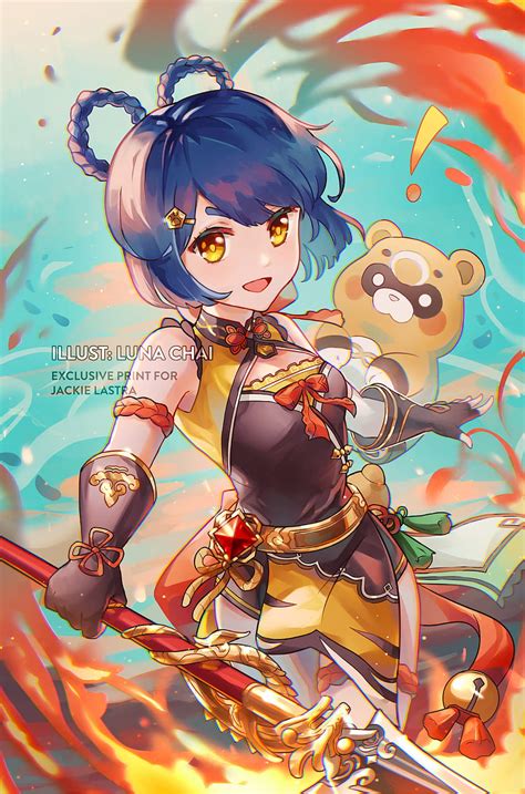 Yellow Eyes Purple Hair Guoba Xiangling White Background Hd Genshin Porn Sex Picture