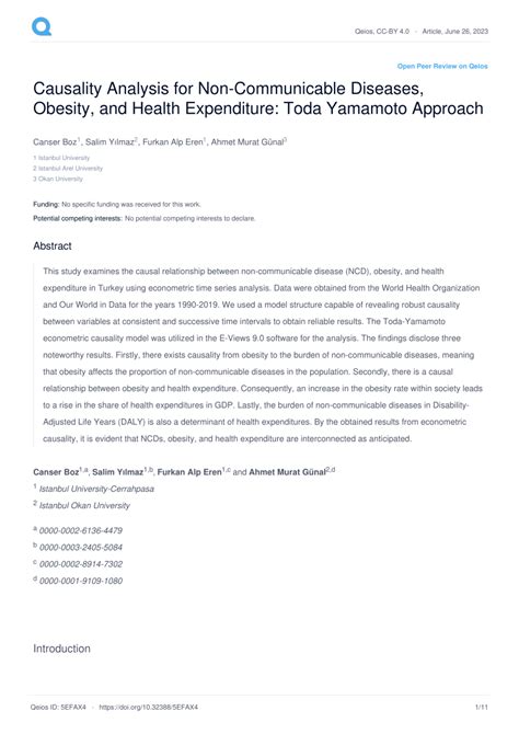 Pdf Causality Analysis For Non Communicable Diseases Obesity And