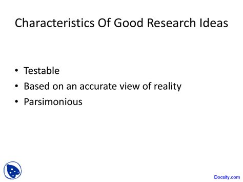 Characteristics Of Good Research Ideas Research Methods Lecture