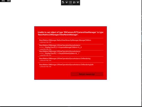 unable to cast object of type rncamera rctcamera viewmanager to type reactnative uimanager