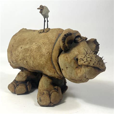 Todd J Warner Todd Warner Pottery Hippopotamus Sculpture Figural