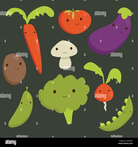 Cute Vegetable Characters Vector Illustration Stock Vector Image And Art Alamy