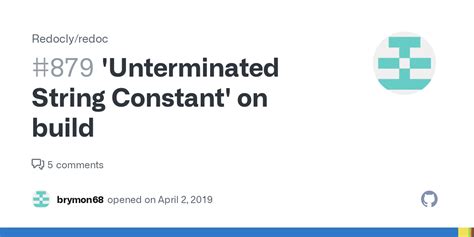 Unterminated String Constant On Build · Issue 879 · Redoclyredoc · Github
