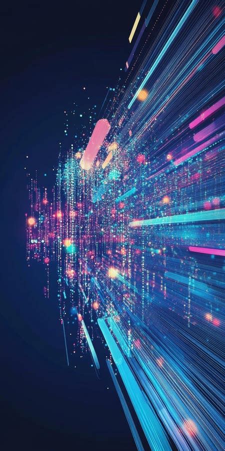Abstract Visualization Of Data Flow With Colorful Lights And Organized