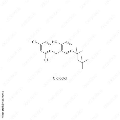 Clofoctol Flat Skeletal Molecular Structure Cresol Antibiotic Drug Used