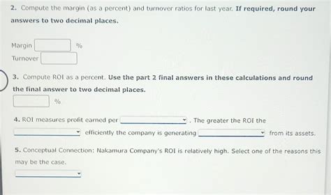 Solved Margin Turnover Return On Investment Average