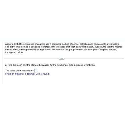 Solved Assume That Different Groups Of Couples Use A Chegg Com