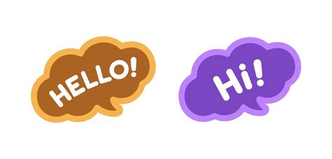 Cute Hello Greeting Speech Bubble Icon Set Simple Flat Vector