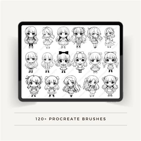 Chibi Procreate Brushes Procreate Anime Girls Poses Stamps Etsy