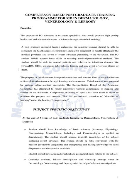 md dermatology nmc syllabus pdf hiv aids postgraduate education