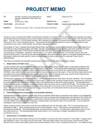 FREE Project Memo Samples To Download