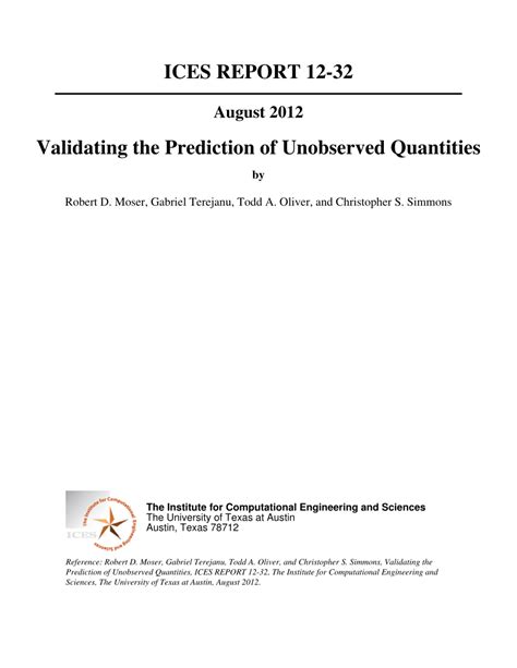 Pdf Validating The Prediction Of Unobserved Quantities