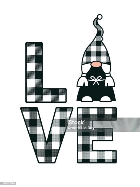 발렌타인 데이 소녀 그놈 승화 노놈을 사랑해요 로맨틱 버팔로 격자 무늬 벡터 일러스트 러브 레터 Svg 컷 파일 0명에 대한 스톡 벡터 아트 및 기타 이미지 Istock