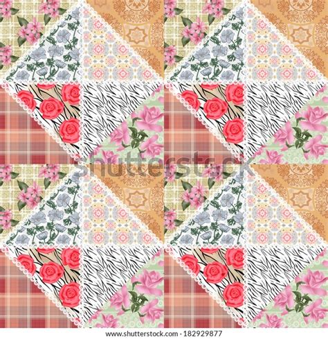 Patchwork Seamless Floral Pattern Texture Background Stock Illustration 182929877 Shutterstock
