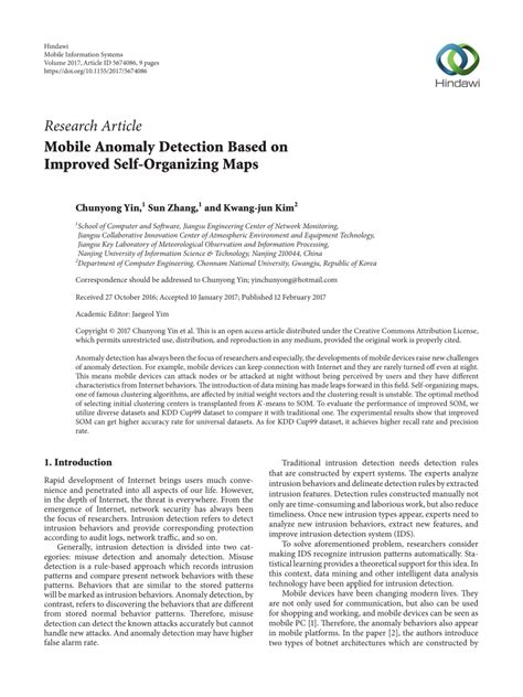 pdf mobile anomaly detection based on improved self organizing maps