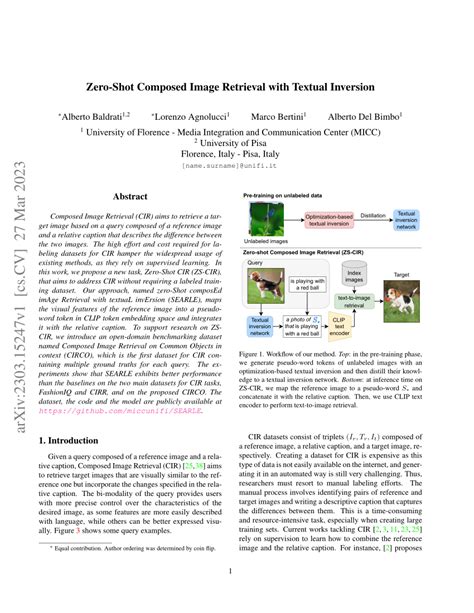 Pdf Zero Shot Composed Image Retrieval With Textual Inversion