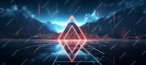 Neon Abstract Light Glowing Space Background Futuristic Triangle Dark