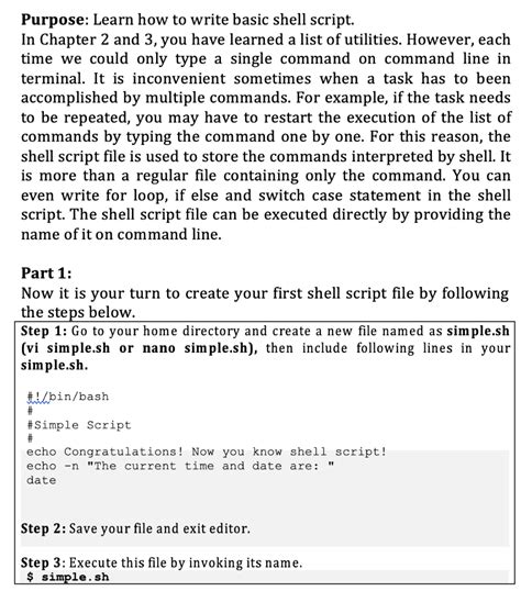 Solved Purpose Learn How To Write Basic Shell Script In