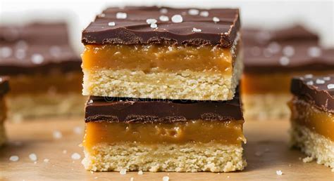 Stacked Salted Caramel Millionaire S Shortbread Bars With Flaky Sea