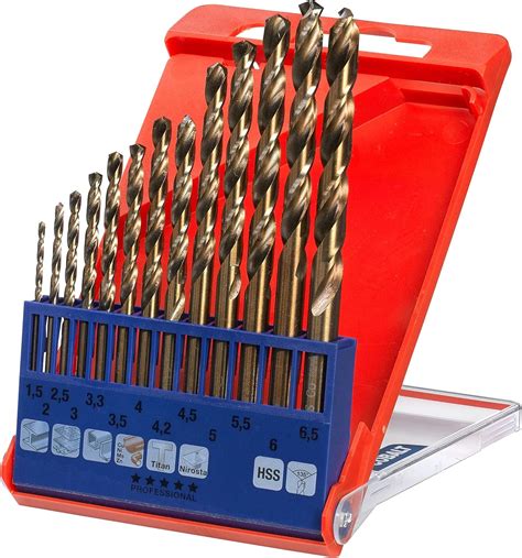 kwb HSS-TIN Titan Metallbohrer-Satz – Bohrer-Set, 13-teilig, Ø 1,5 bis ...