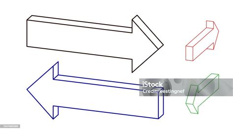 3d 화살표 기호 집합입니다 흰색 절연 벡터 윤곽선입니다 디 메트릭 프로젝션 0명에 대한 스톡 벡터 아트 및 기타 이미지 0명 3차원 형태 Dimetric