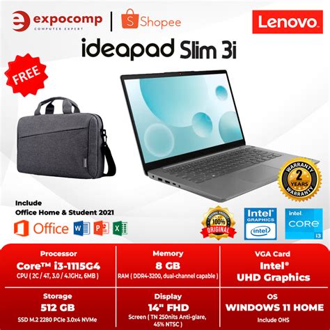 Jual LENOVO IDEAPAD SLIM I IP ITL CORE I G GB GB W OHS Shopee Indonesia