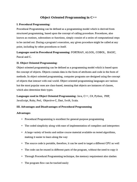 Object Oriented Vs Procedural Programming Pdf Object Oriented