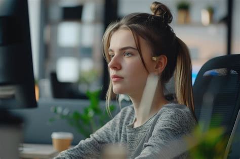 Premium Photo Young Adult Female Professional Working In A Modern Office