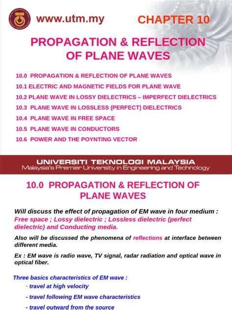 Chap10propagation Reflection Of Plane Waves Pdf Waves Reflection Physics