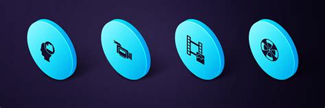 아이소메트릭 필름 릴 비디오 재생 시네마 카메라 및 헤드를 아이콘으로 설정합니다 벡터 3차원 형태에 대한 스톡 벡터 아트 및 기타 이미지 3차원 형태 가정용 캠코더