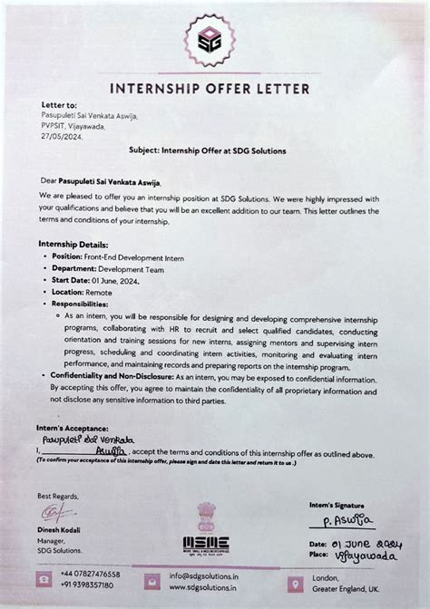 Aswija Pasupuleti On Linkedin Internship Frontenddeveloper Sdgsolutions Pvpsit