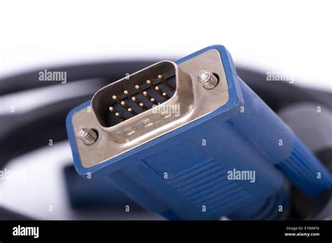 Blue Analog Monitor VGA With Black Cable Isolated On White Background Stock Photo Alamy