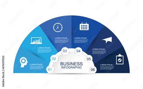 Semicircle Diagram Slide Template Process Chart With Six Elements Stock Vector Adobe Stock