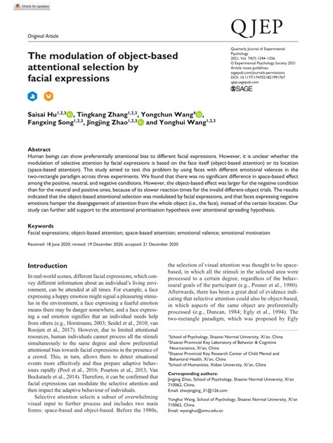 Pdf The Modulation Of Object Based Attentional Selection By Facial