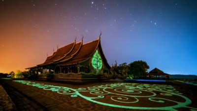 Temple Glowing In The Dark Wat Sirindhorn Wararam By Bobby Tan Hy