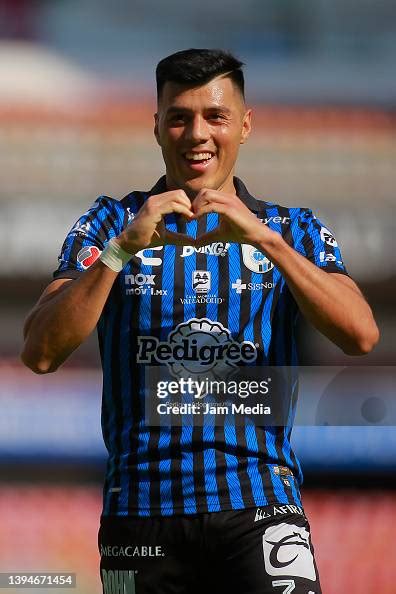 Leonardo Sequeira Of Queretaro Celebrates After Scoring His Teams