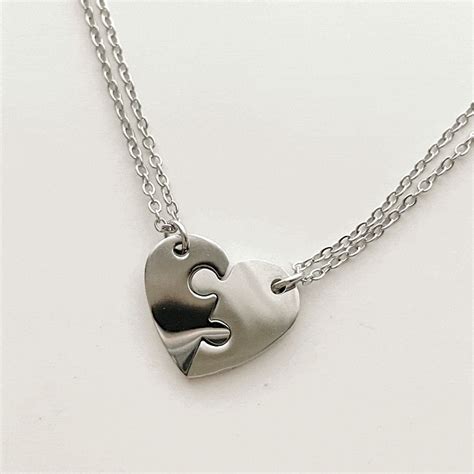 11 써지컬 하트 퍼즐 우정 커플 남녀공용 학생 친구 합체 2인 목걸이 팔찌 발찌 세트 무알러지핸드메이드