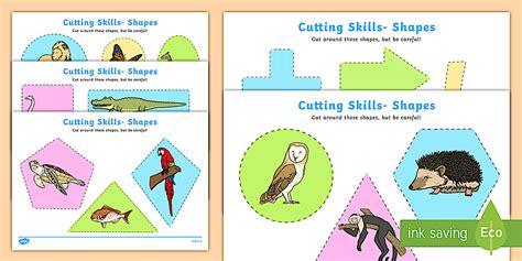 Editable Cutting Skills Worksheets Shapes Teacher Made