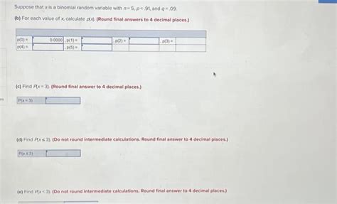 Solved Suppose That X Is A Binomial Random Variable With
