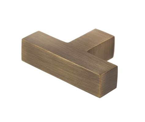 Bur202ab Trafalgar T Bar Square Cupboard Knobs Antique Brass M Brock