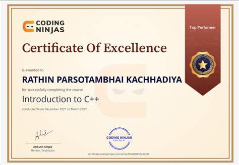 Rathin Kachhadiya On Linkedin Cpp Codingninjas