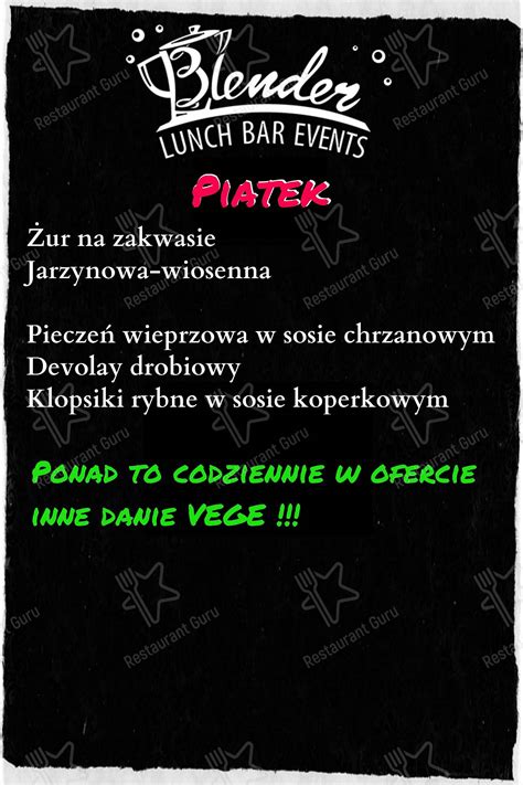 Menu At Blender Restaurant Warsaw