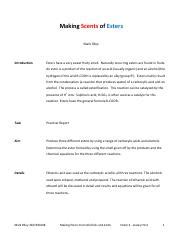Organic Chemistry Esters Lab Lab Report Making Scents Of Esters Pdf Making Scents Of