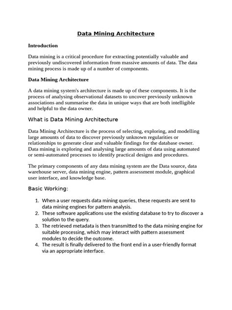 Data Mining Architecture Pdf