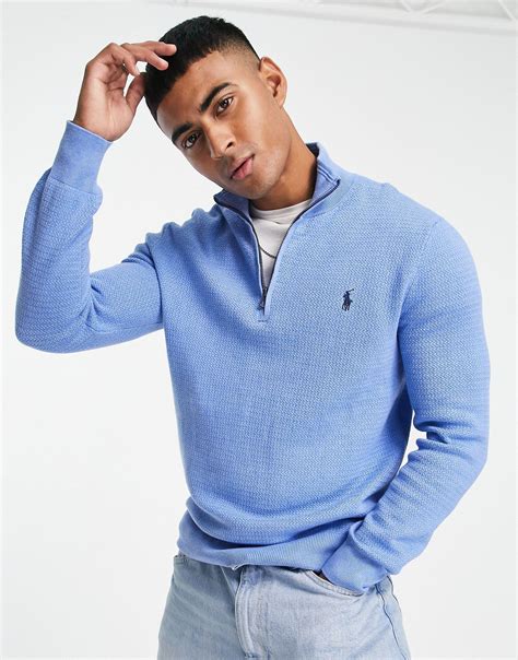 Polo Ralph Lauren Icon Logo Heavyweight Cotton Knit Half Zip Jumper In