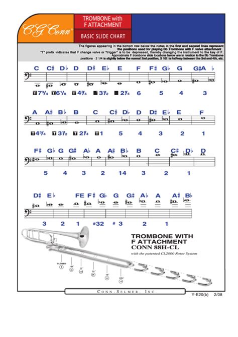 Trombone With F Attachment Basic Slide Chart Printable Pdf Download