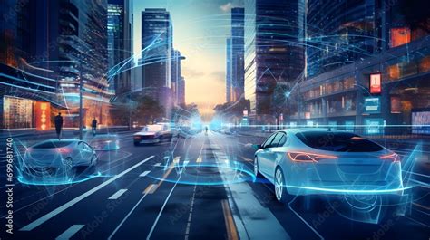 Visualization Of The Interaction Of Self Driving Autonomous Vehicles Robotic Cars Are