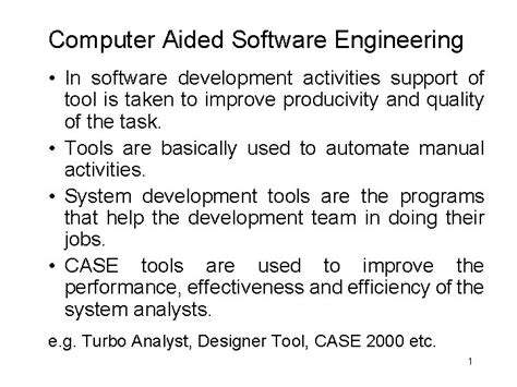 Computer Aided Software Engineering In Software Development Activities