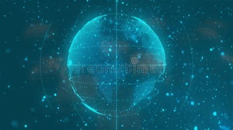 Rotating Digital Globe With Data Points And Connections Animation Stock